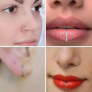 GAGABODY 16g Nose Ring Hoop Earrings Black Nose Hoops 16 Gauge Lip Rings Septum Hoop Seamless Septum Clicker 8mm Septum Ring Cartilage Earring Helix Earring Rook Earrings Nose Rings Surgical Steel