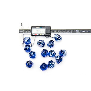 Kinway 20lbs Fire Glass Diamonds Blue Fire Pit Glass 1 Inch Fire Glass Rocks for Fire Pit Fireplace - Cobalt Blue