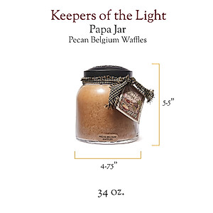 A Cheerful Giver — Pecan Belgium Waffles - 34oz Papa Scented Candle Jar with Lid - Keepers of the Light - 155 Hours of Burn Time, Gift for Women, Brown