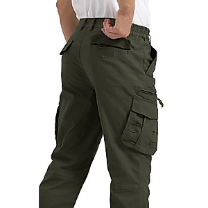 CRYSULLY Men's Cotton Tactical Trousers Outdoor Combat Hunting Safari Pants Army Green