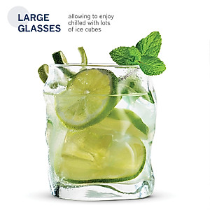 Bormioli Rocco Set Of 4 Sorgente DOF Whiskey Glass 14¼-Ounce Crystal-clear Cocktail Glasses Barware, For Bourbon, Scotch, Water, Juice, Drinking Glasses Set, Made In Italy.