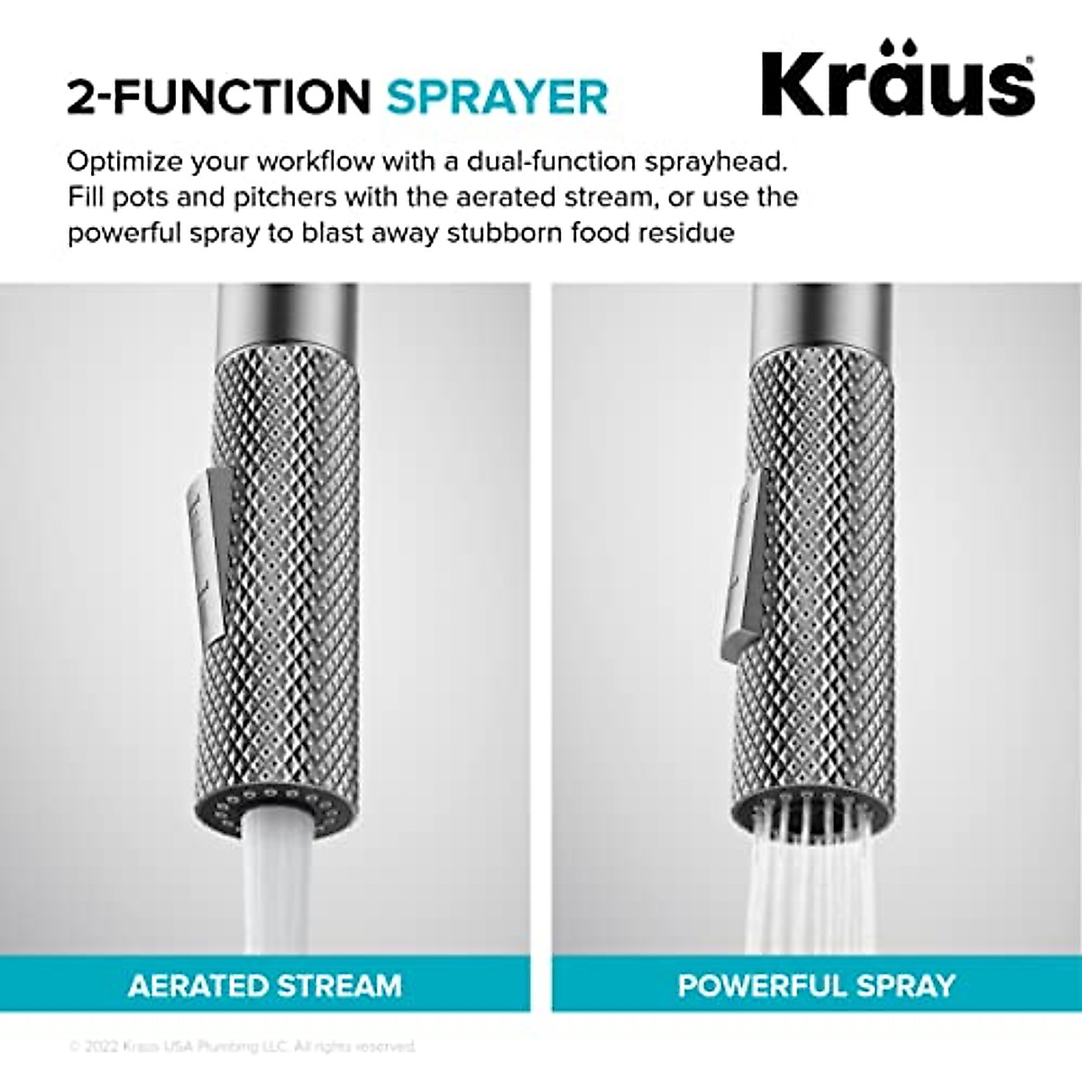 KRAUS Urbix Industrial Pull-Down Single Handle Kitchen Faucet in Spot-Free Stainless Steel, KPF-3126SFS