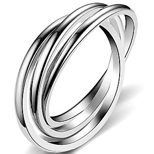 Jude Jewelers Stainless Steel Three-in-One Braided Interlocking Infinity Wedding Band Promise Anniversary Ring (Silver, 5)