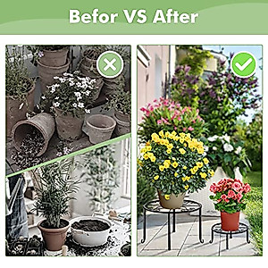 ENDAAR 5-Pack Decent Metal Plant Stands, Multiple Height Size Corner Plant Holders for Different Sizes of Flower Pots, Indoor Outdoor Planter Container Round Supports Display for Home, Patio,Black