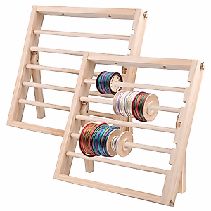2PCS Ribbon Storage Racks, Wooden Ribbon Holders, Ribbon Storage Stands, Ribbon Rack Organizers for Gift Wrapping Paper, Cellophane, Vinyl Rolls, Arts and Crafts Items