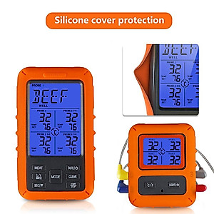 TS-TP40 Food Thermometer Kitchen Cooking BBQ Electronic Digital Display Temperature Meter 100m Wireless ransmission, -20℃~300℃(TS-TP40-B (Non Waterproof Probe)