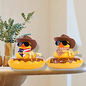 MuMyer Cowboy Duck Car Dashboard Decorations Rubber Duck Car Ornaments with Cool Accessories Mini Swim Ring Sun Hat Sunglasses Scarf or Necklace for Dashboard Decoration