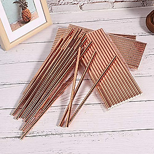 100Pcs Rose Gold Paper Straws Disposable Tableware for Party Birthday Wedding Celebrations Decorations
