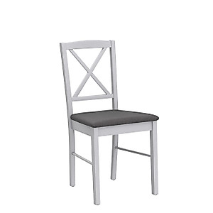 DUHOME Dining Chairs Set of 2 Wood Dining Room Chair with Cross Back, Kitchen Room Chair Side Chair, White Base with Grey Cushion