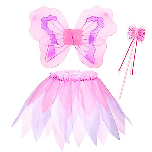 Jeowoqao Little Girl Dress Up Costumes Pretend Play Costumes Princess Role Play 13pc Mermaid Fairy Costume for Toddler Age 3 4 5 6 Years