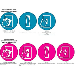 Universal Phone Grip for Most Smartphones, Mini Tablets and Cases, Mauve Rose Base with Black Elastic Strap, LH-01Rose