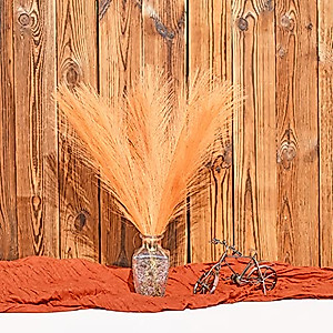 ONLY ART 20pcs Orange Artificial Silk Pampas Grass 17” for Mother's Day Home Kitchen Wedding Party Special Event Spring Holiday Decorations