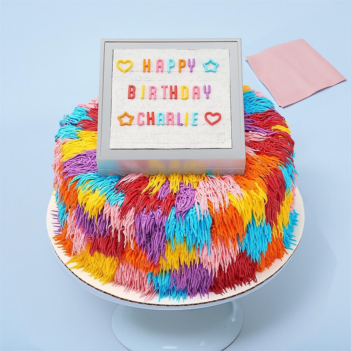 DecoSet® Celebration Letter Board Cake Topper, Cake Decoration With Shaped Box and Customizable Message Board, For Birthday, Graduation, And Celebration, Food Safe