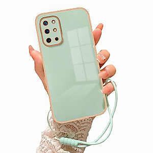 KuDiNi for Oneplus 8T Case, Oneplus 8T 5g Phone Case for Women Girls Electroplating Luxury Bling Aesthetic Trendy Pretty, Full Camera Soft TPU Protection Shockproof Cover for Oneplus 8T (Mint Green)