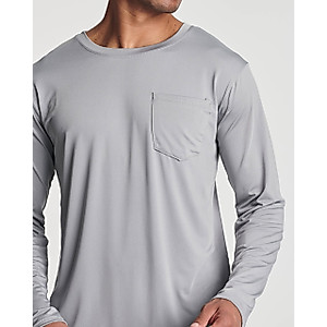 4 Pack:Men’s Long Sleeve Pocket T-Shirt Workout Quick Dry Crew UPF Sun Fishing Dri Fit Gym Tee Athletic Active Performance Casual Wicking Exercise Running Cool Sport Training Undershirt Top Set 2, XL