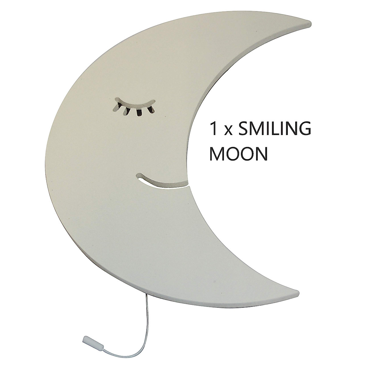 2X Cloud+1 Moon Wall Light, + Silver Star Stickers, Nursery Room Decor Wall Light Set of 3 Wooden Wall Light with LED, 100pcs Silver Star Wall Decals Gift!