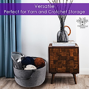 TreeHouse London XL Breathable Felt Wig Storage Travel Case & Yarn Storage Bag, Collapsible Container & Lid, 11" High, Wig Holder Case for Men & Women, Cosmetic Closet Organizer Bag