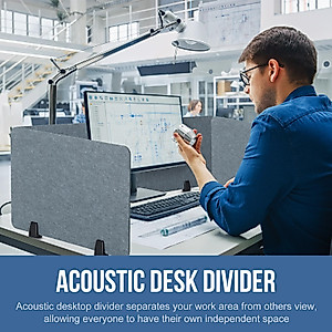Yaomiao 3 Pcs Acoustic Desk Divider Soundproof Desk Privacy Panel Freestanding Desk Partitions Sound Absorbing for Students Office Reduce Noise Visual Distractions (47.3 x 16", 24 x 16", Light Gray)