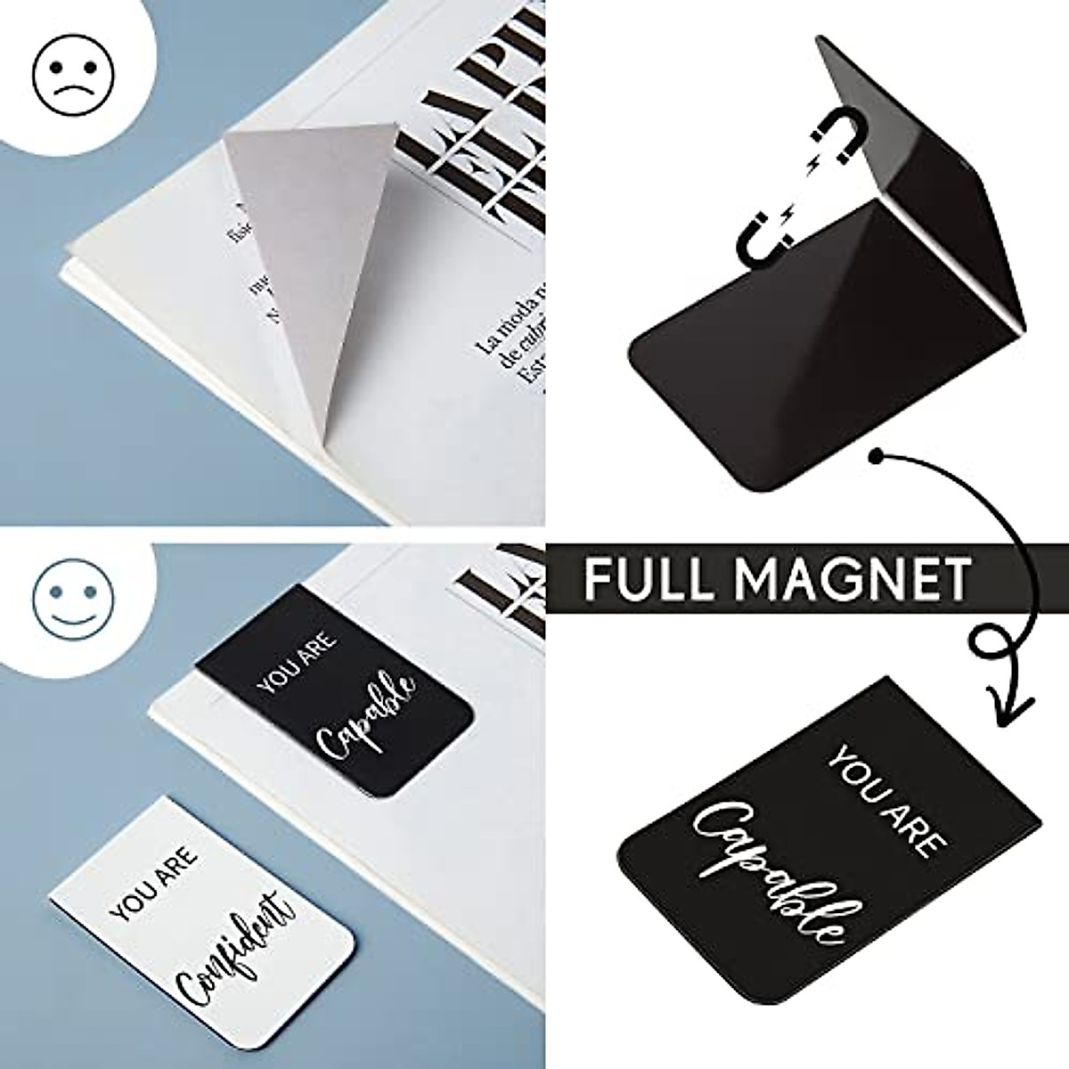 24 Pcs Inspirational Quotes Magnetic Bookmarks Encouraging Bookmarks Cute Positive Motivational Magnet Bookmarks Page Clips for School Students Teachers Office Reading Supplies]