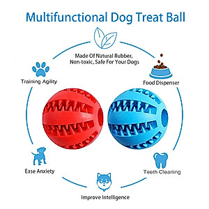 Feixun Dog Treat Toy Ball, Dog Tooth Cleaning Toy, Interactive Dog Toys 2.8" Pack of 2