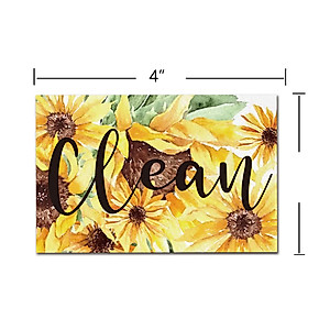 Funny Sunflower Pattern Clean Dirty Reversible Dishwasher Magnet, Double Sided Strong Kitchen Flip Indicator, Rustic Farmhouse Kitchen Refrigerator Dishwasher Decor