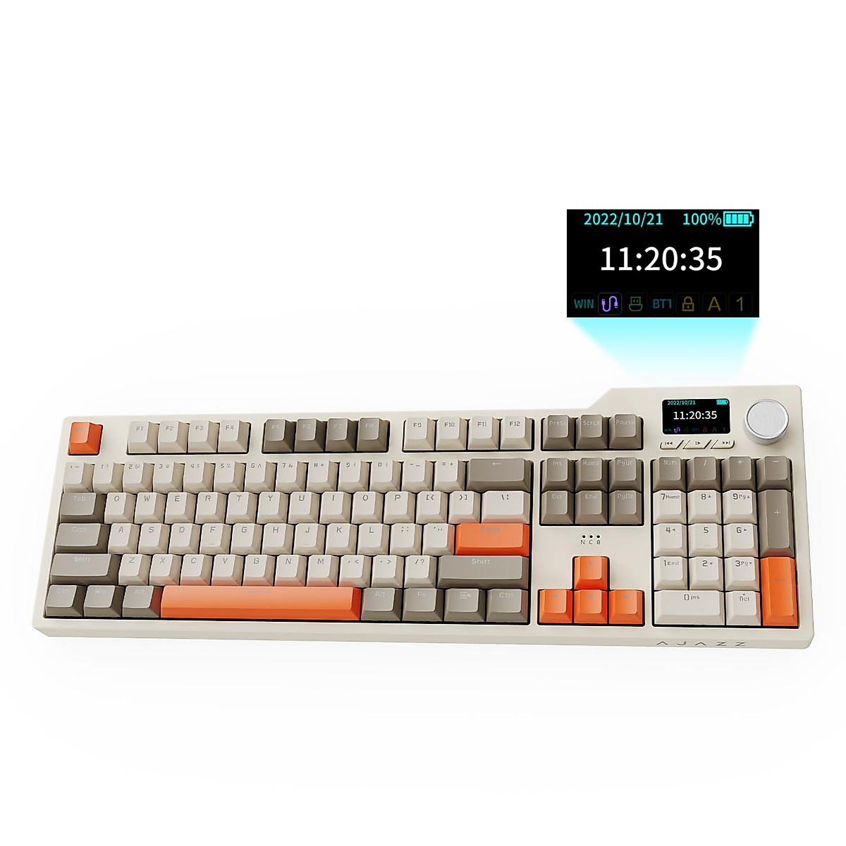 NACODEX AK35I V3 104 Keys RGB Gasket Mount Keyboard | Amazing 8000mAh Bluetooth /2.4G /Wired PC Gaming Custom Keyboard with Five Layer Pad | Knob Control | Cherry Profile PBT Keycaps