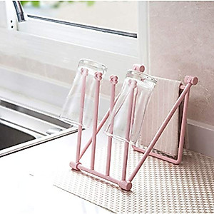 TOPBATHY Foldable Towel Rack Stand Kitchen Towel Stand Countertop Cloth Rack for Kitchen Bathroom Home (Light Pink)
