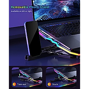 KeiBn Upgrade Laptop Cooling Pad A13,RGB Lights Laptop Cooler 6 Fans for up to 15.6 Inch Laptops,10 Modes Light, 7 Height Stands, 2 USB Ports - Blue