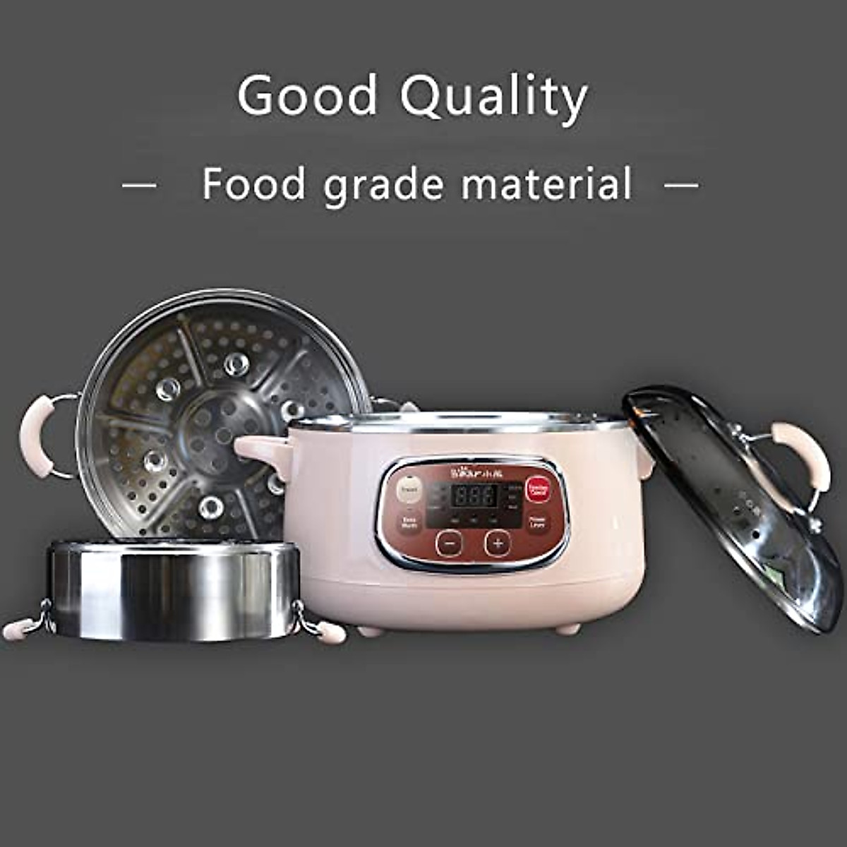 Bear Electric Multifunctional Food Steamer, One Touch Digital Steamer with Timer, Vegetable Steamer 2 Tiered Stackable Stainless Steel Baskets, Auto Shut-off & Anti-dry Protection, 1200W Fast Heating, 8.5Quart, Pink