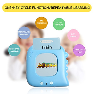 Talking Flash Cards Learning Toys for 1-6 Year Old Boys Girls, Toddlers Educational Speech Therapy Toys with 112 Pcs Flashcards 224 Words, Preschool Montessori Toys and Birthday Gift for Kids (Blue)