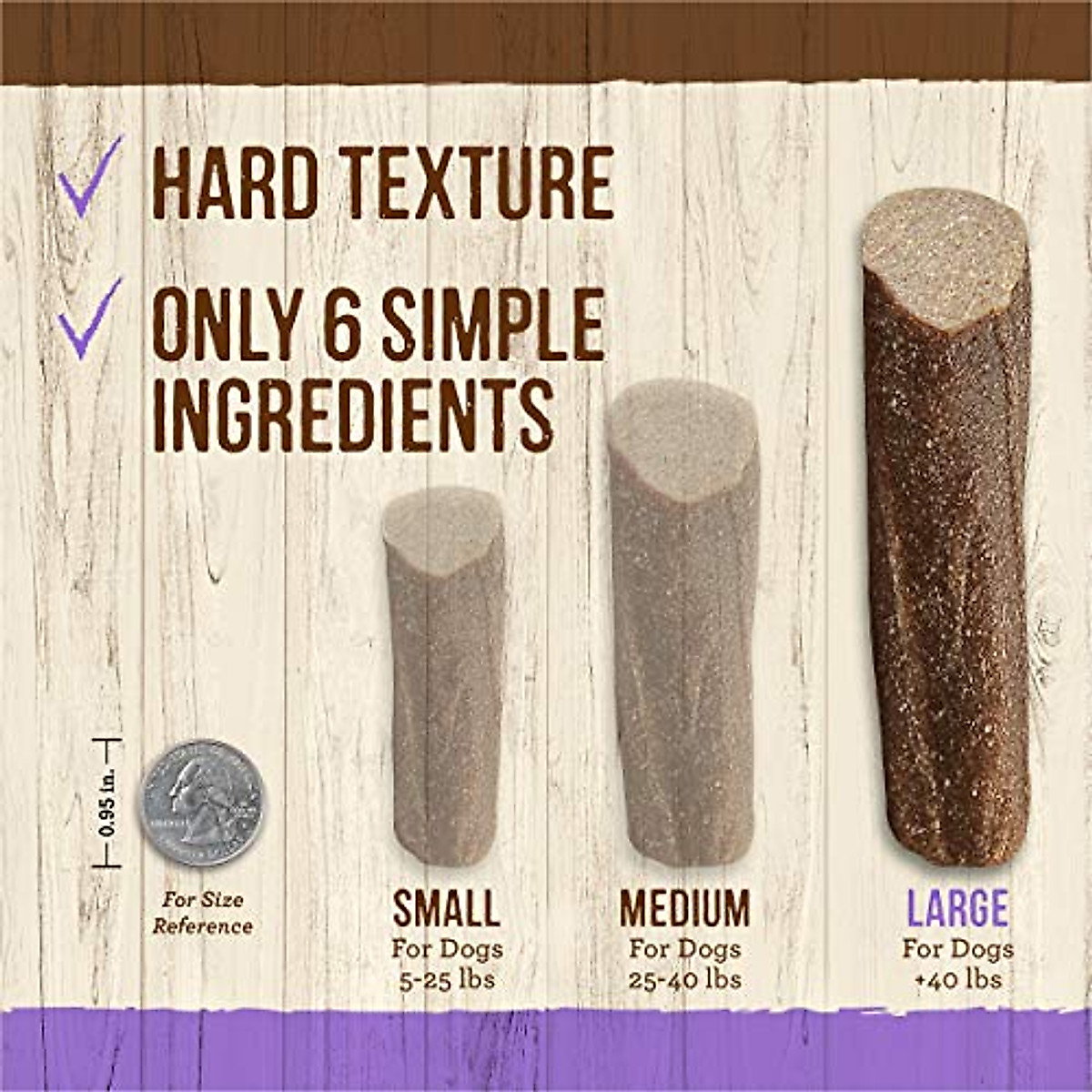 Merrick Natural Cuts Rawhide Free Dog Treats Filled Chew Made with Real Meat and Whole Foods, Venison, 0.71 pounds
