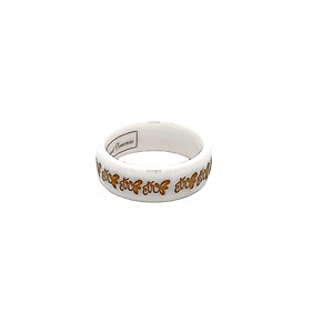 One Moment In Time J157 Size 5.5 "Halo White Ceramic Halo Gold Tone Inlay Ring Mormon LDS CTR