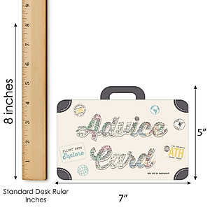 Big Dot of Happiness World Awaits - Suitcase Wish Card Travel Themed Graduation Party, Baby or Bridal Shower Activities - Shaped Advice Cards Game - Set of 20