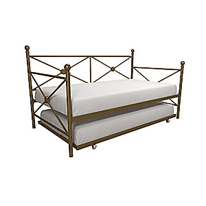 DHP Lina Metal Daybed with Trundle, Twin Size Sofa Bed Frame, Gold