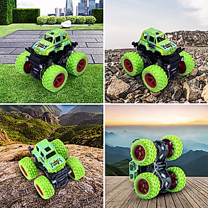 XHAIZ 2PCS Monster Trucks Toys for 3 Year Old Boys， Pull Back Cars Toy for Toddler, Friction Powered Monster Truck,Cars Birthday for Kids Ages 3 4 5 6 7 Boys and Girls (Red and Green)