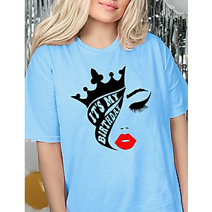 Birthday Shirts for Women Its My Birthday T Shirt Birthday Graphic Shirt Happy Birthday Shirt Short Sleeve Tee Tops（P5, L）