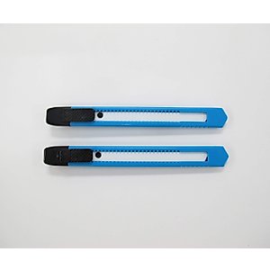 2pcs MOJO-HOME Ceramic Box Cutter - Utility Knife for opening packages with safety lock and snap off blades (Blue)