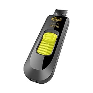 TEAMGROUP C145 128GB 2 Pack USB 3.2 Gen 1 (3.1/3.0) Read 100MB/s Flash Thumb Drive, External Data Storage Memory Stick Compatible with Computer/Laptop (Black-Yellow) TC1453128GY22