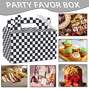 Keioy 16pcs Racing Flag Gift Bags Black and White Checker Racing Treat Boxes Race Car Theme Party Favor Treat Boxes favor Snack Goody Cardboard BagParty Favors Decorations Supplies