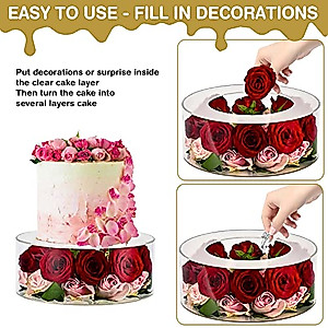 TIRYIUOU Acrylic Fillable Cake Stand 2Pcs Round Cake Riser Tier Clear Decorative Centerpiece Cake Display Boxes for Wedding Party Birthday (One 10" Dx 4" H, One 6" Dx 4" H )
