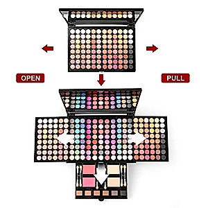 194 Colors Pink Cosmetic Make up Palette Set Kit with Eyeshadow Blusher Eyebrow Powder Face Concealer,All-in-One High Pigment Powder Pallet Kit with Mirror, Applicators