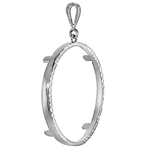 Sterling Silver Mexican Cien Pesos Bezel 39 mm Coins Prong Back Diamond Cut Coin NOT Included