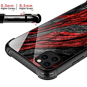 CARLOCA Compatible with iPhone 12 Mini Case,Black Red Wood Grain iPhone 12 Mini Cases for Boys Girls,Graphic Design Shockproof Anti-Scratch Case for iPhone 12 Mini
