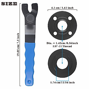 5/8"-11 Angle Grinder Extension Shaft Set Connecting Rotary Rod with Adjustable Angle Grinder Pin Wrench Lock-Nut Spanner and Flange Nut kit Compatible with Bosch Dewalt Makita etc(3" & 4" & 5.5")