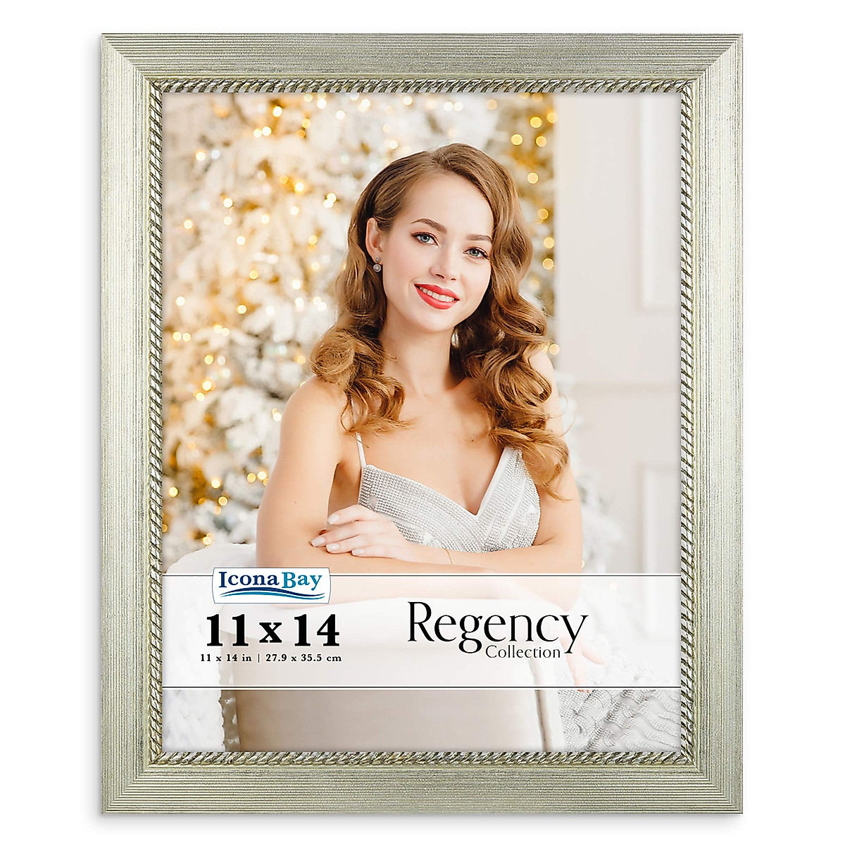 Icona Bay 11x14 Silver Picture Frame, French Baroque Style Photo Frame 11 x 14, Wall Mount or Table Top, Regency Collection