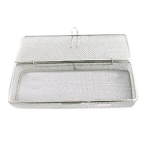 OdontoMed2011 Instrument Tray and Mesh Perforated Baskets Sterilization Tray 9" X 3" X 1" with Lid Stainless Steel, OD2011-DN-312