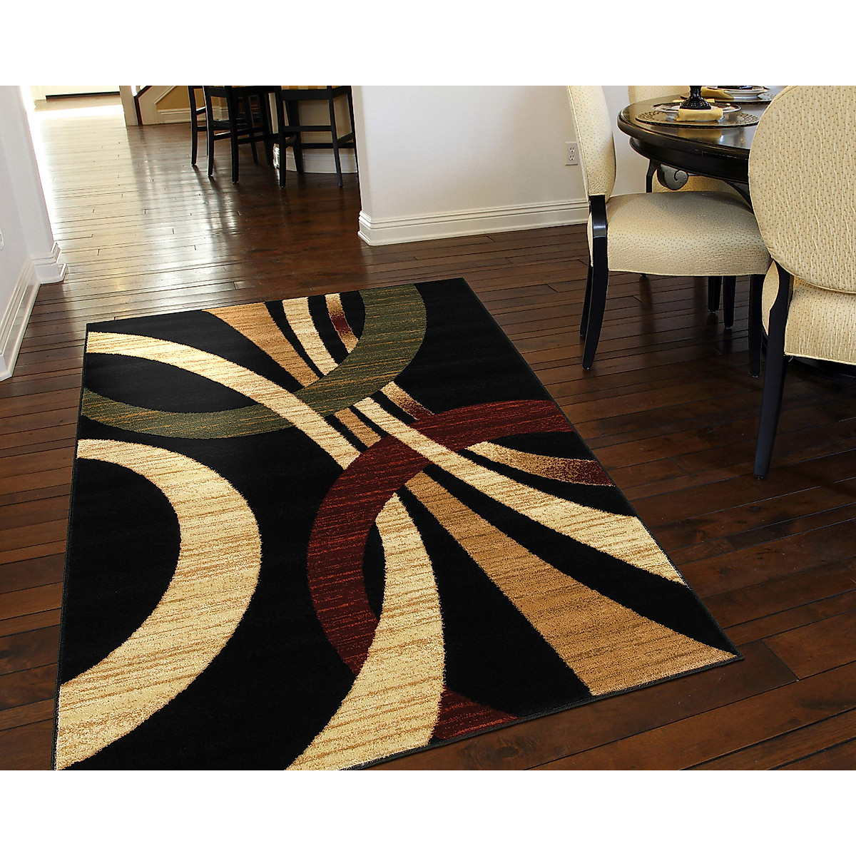 LR Resources Black Rectangle Indoor Area Rug, 5'2" x 7'2",