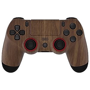 eXtremeRate Wood Grain Ghost Replacement Faceplate Touchpad Cover, Redesigned Soft Touch Housing Shell Case Touch Pad Compatible with PS4 Slim Pro Controller JDM-040/050/055 - Controller NOT Included