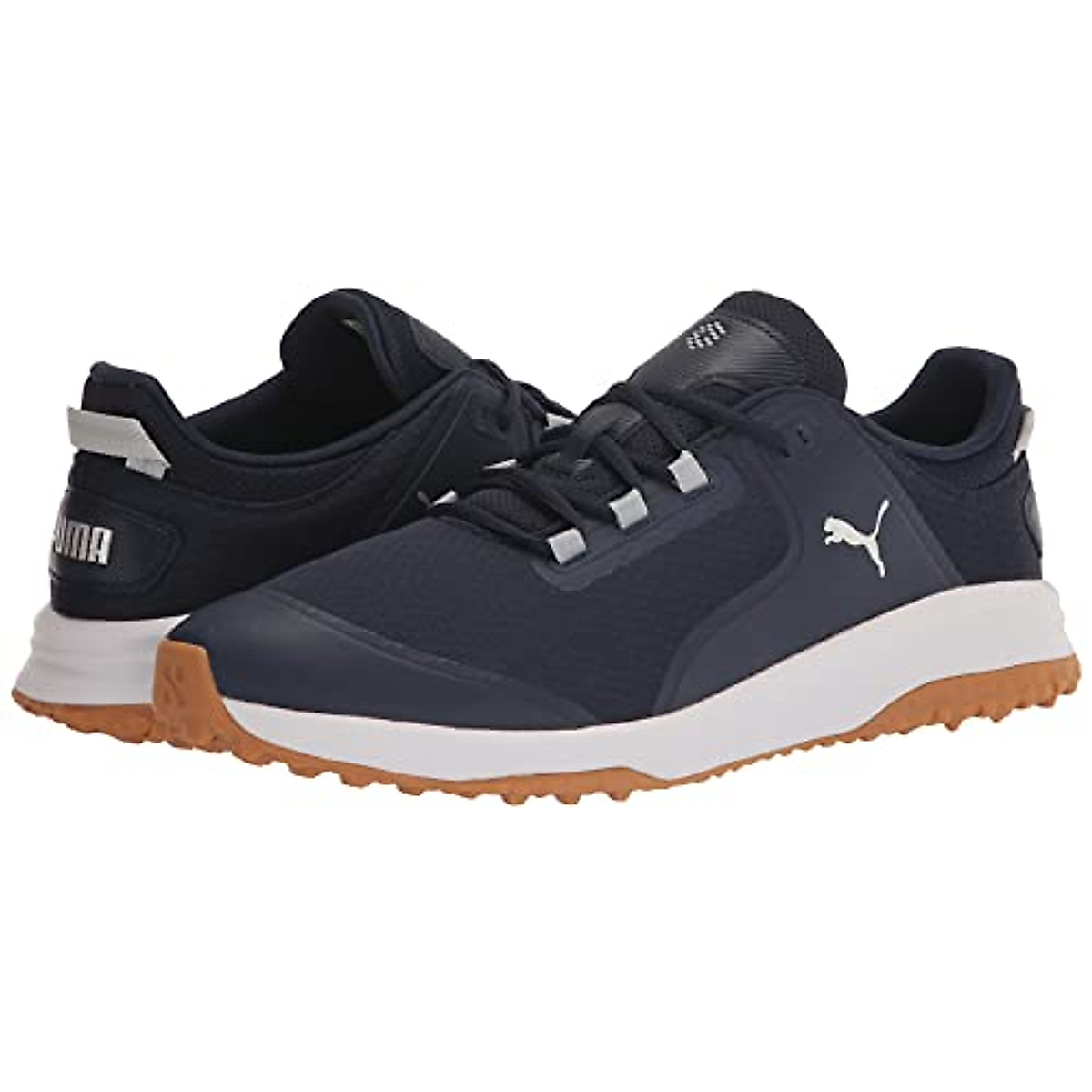 PUMA GOLF Men's Fusion Grip Extra Wide Golf Shoe, Puma Navy-Puma Silver-Quiet Shade, 13