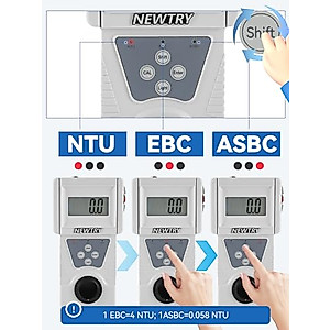 NEWTRY Turbidity Meter, Portable Digital Water Turbidimeter, ISO7027 Compliant, Accuracy 0.1, 0-200NTU, LCD with Backlight, for Lab Water Treatment Plant Wine Industry